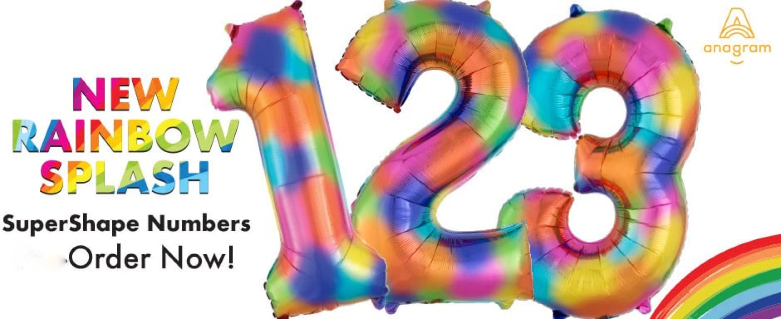 NEW RAINBOW SPLASH JUMBO 34" NUMBERS | Balloon Boy